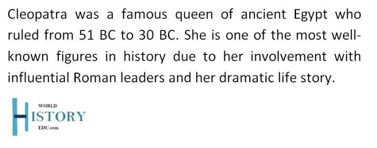 Queen Cleopatra: History and Major Facts - World History Edu