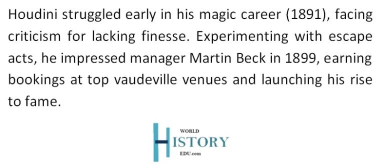 Harry Houdini: Biography, Escape Acts & Death - World History Edu